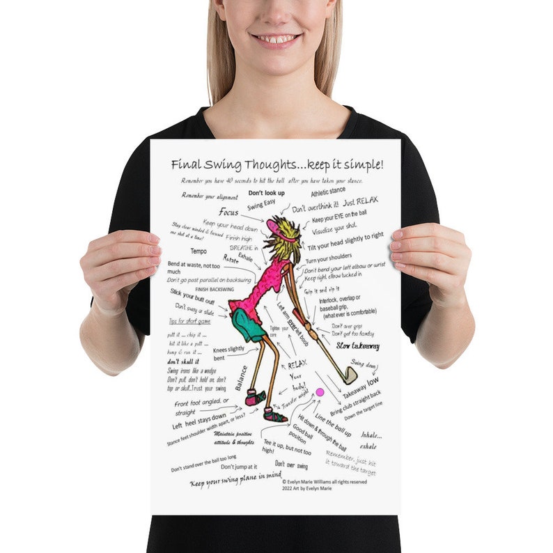 Swing Thoughts Funny Golf Gift for Women Poster 4 Various Sizes Women ...