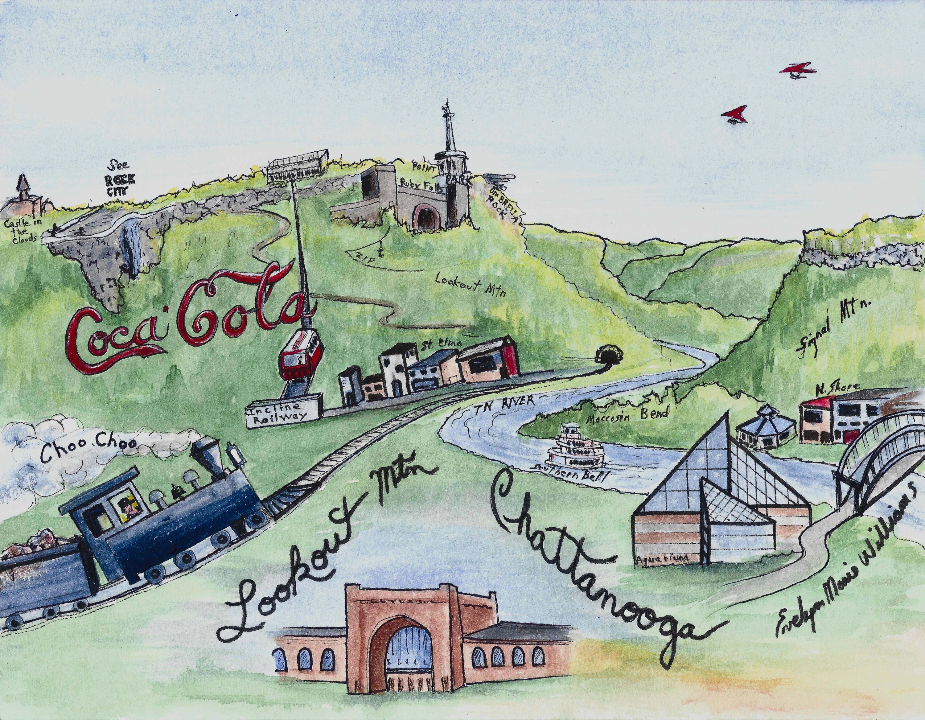 Chattanooga Art Choo Choo Art Print Rock City Ruby Falls Incline ...