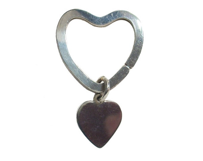 Tiffany Keychain Sterling Silver Heart Shape Key Ring Signed Tiffany ...