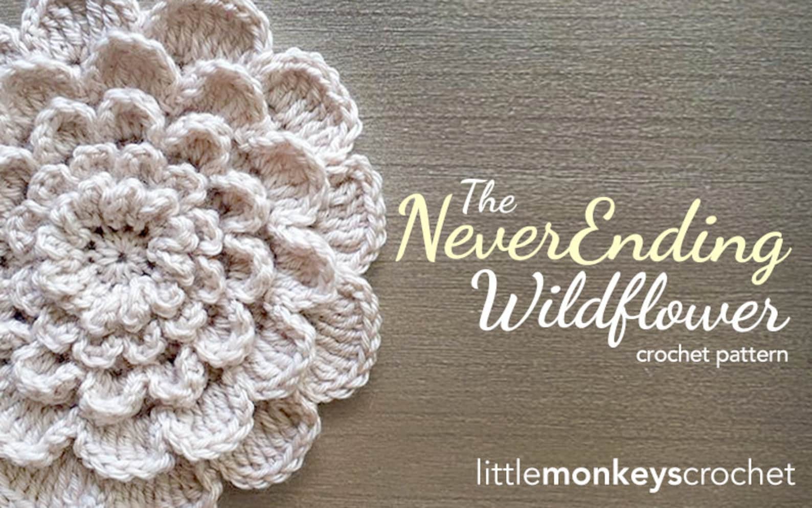 Crochet Flower Pattern PDF (the Neverending Wildflower Crochet Pattern by Little Monkeys Crochet ...