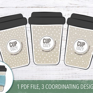 PRINTABLE: Cup Cozy Template, 3 Coordinating Designs for Printable ...