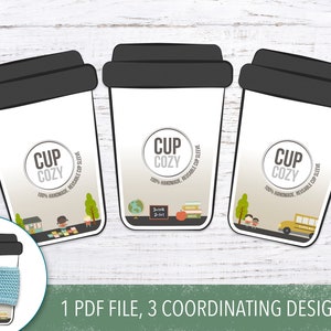 PRINTABLE: School-themed Cup Cozy Template, 3 Coordinating Designs for ...
