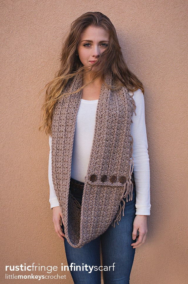 Crochet Pattern Fringe Infinity Scarf Fringe Infinity Scarf | Etsy