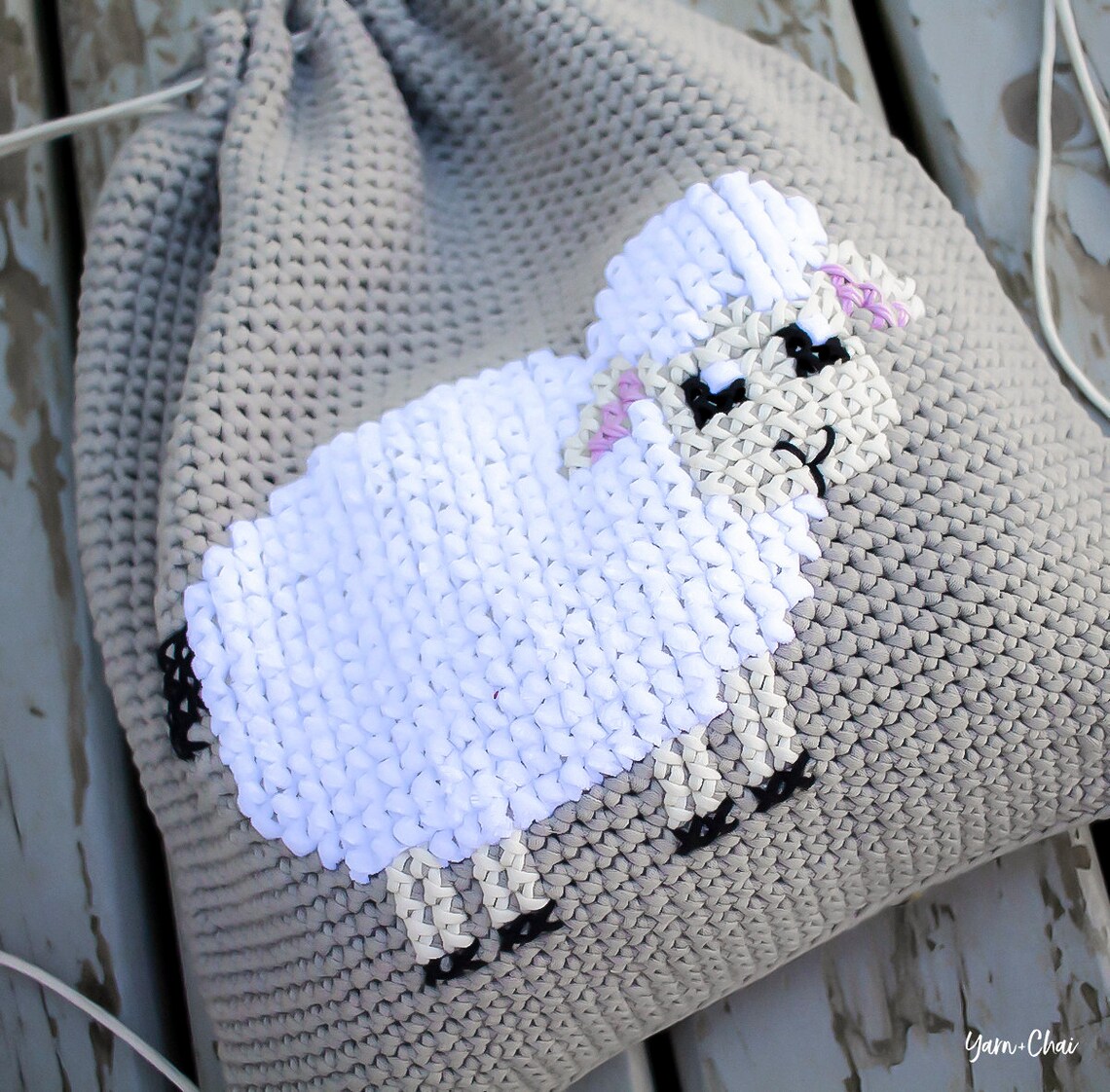 Pattern: Cross-stitch Lamb Cinch Backpack Crochet Pattern PDF (crochet ...