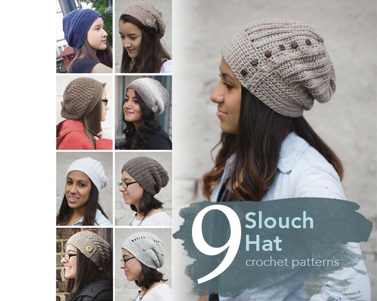 Slouchy Hat Crochet Patterns - 9 Pattern E-book by Little Monkeys ...
