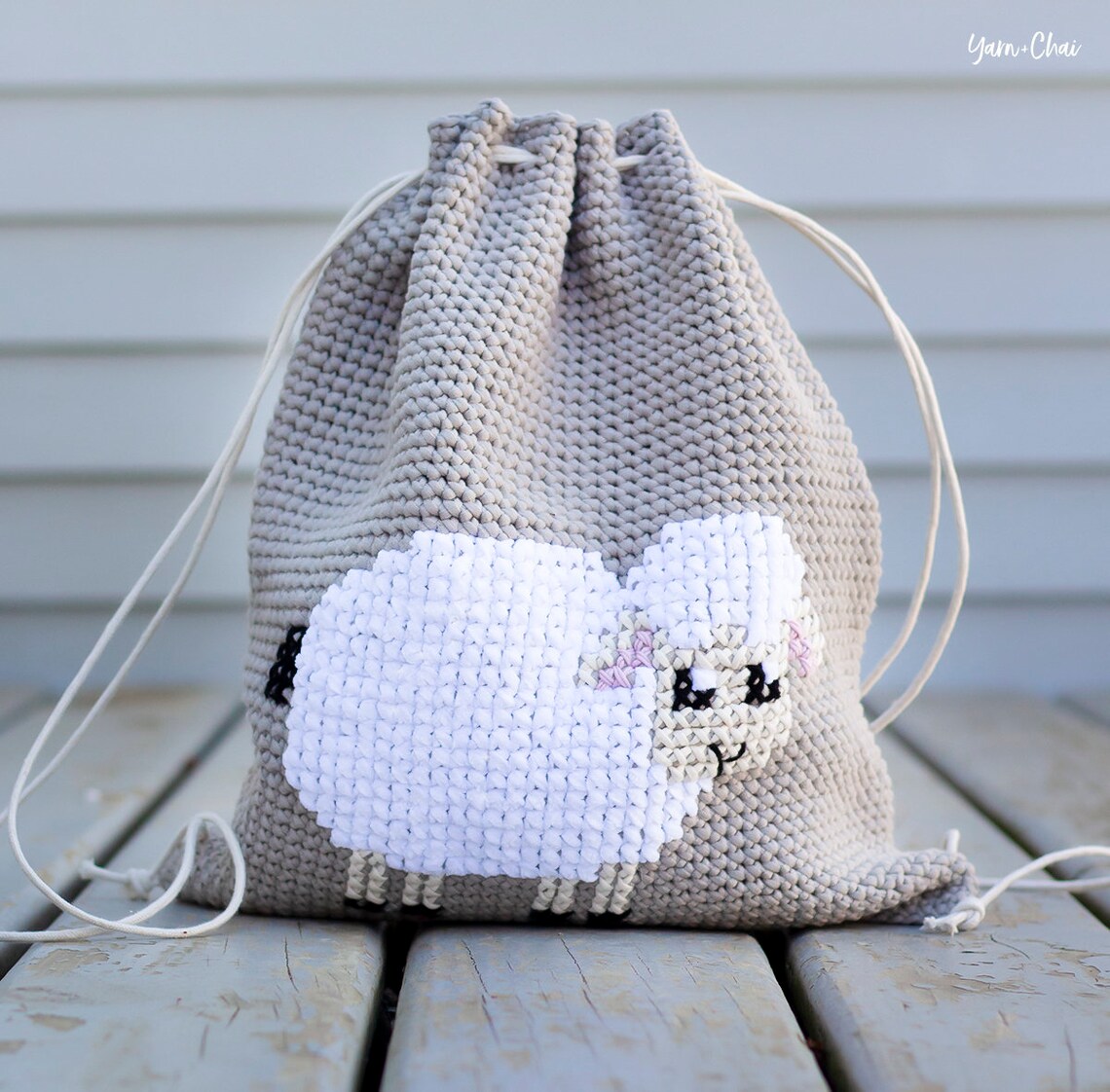 Pattern: Cross-stitch Lamb Cinch Backpack Crochet Pattern PDF (crochet ...