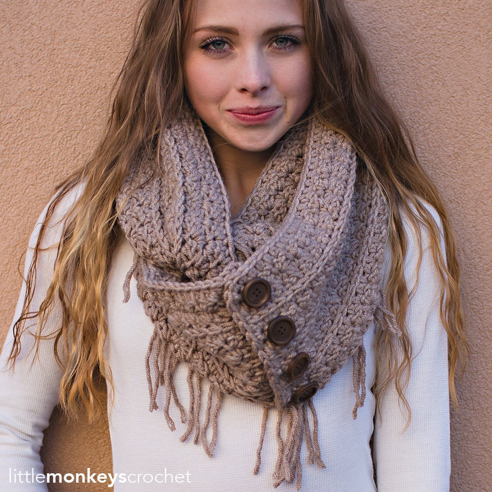 Crochet Patterns - Rustic Slouch / Slouchy & Fringe Infinity Scarf ...