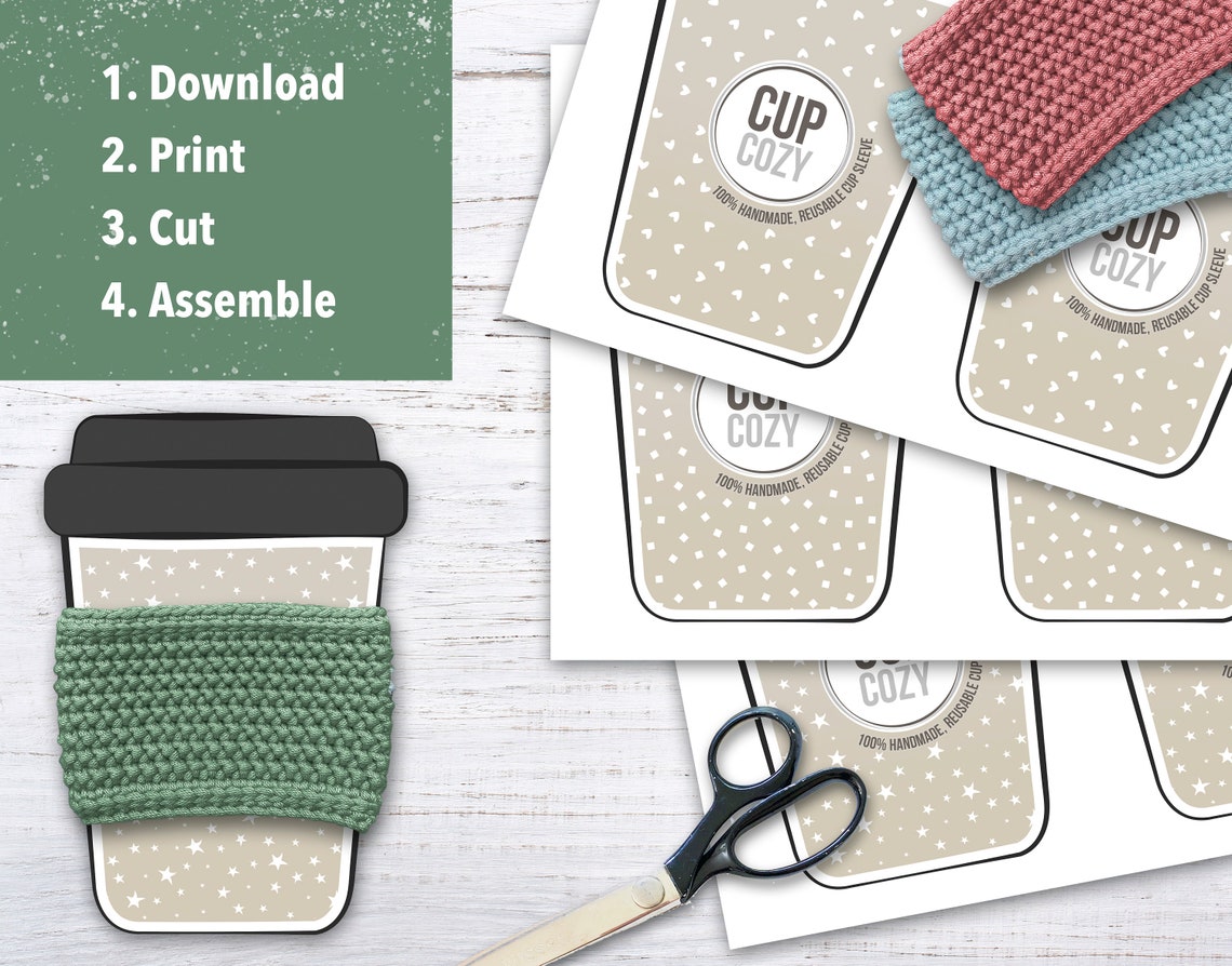 PRINTABLE: Cup Cozy Template, 3 Coordinating Designs for Printable ...