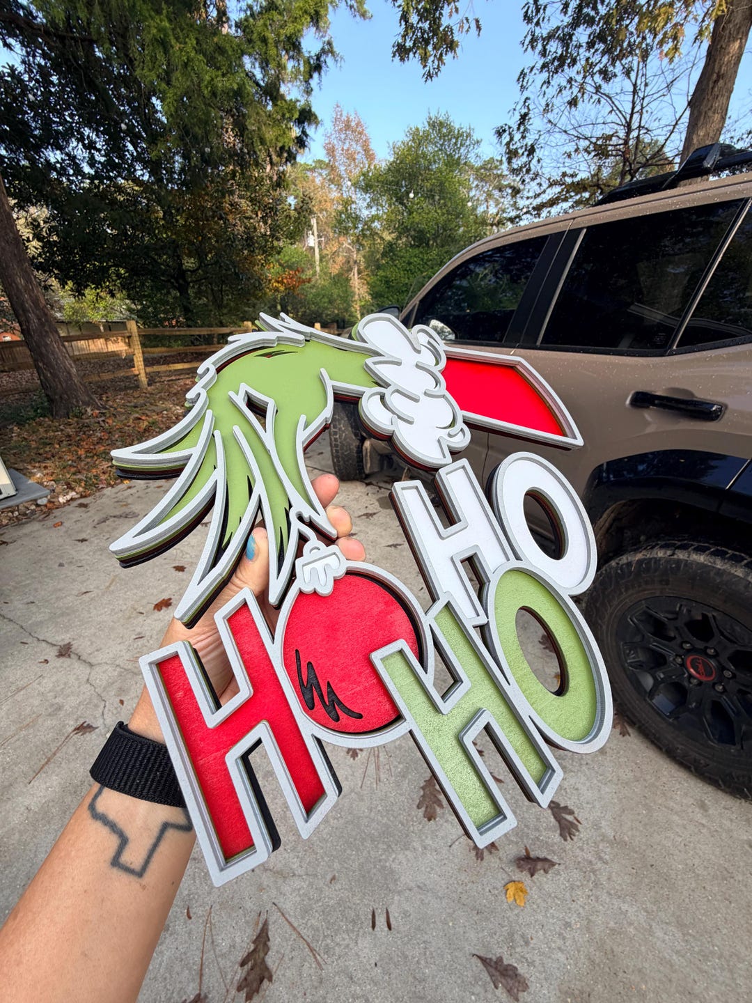 5-layer Grinch Hand – “ho Ho Ho” Holiday Mischief Decor - Etsy