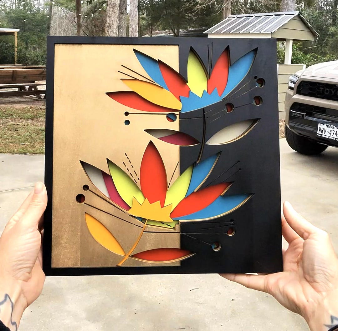 8-layer Mid-mod Flower Wall Art – 12” of Bold, Retro Bloom - Etsy