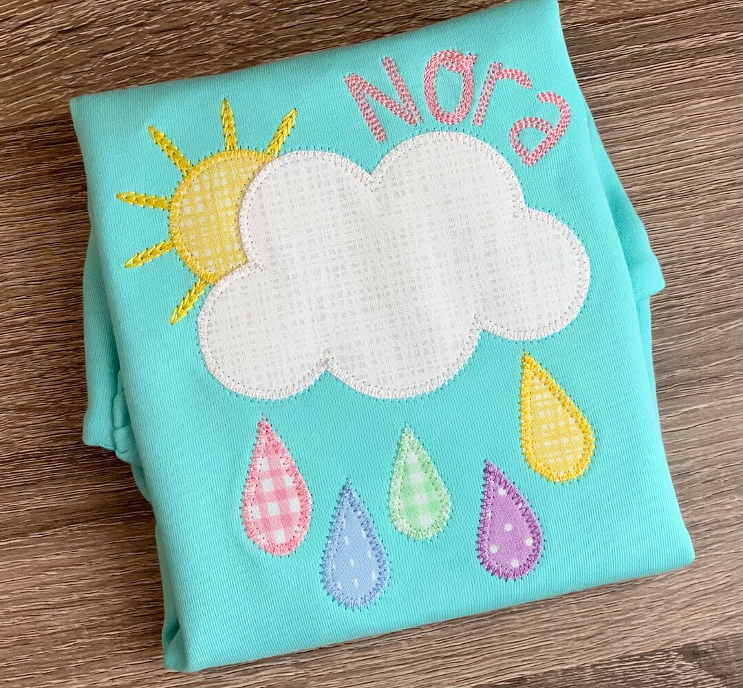 Spring Rainy Day Applique Shirt or Onesie With Name, Girls Spring Shirt ...