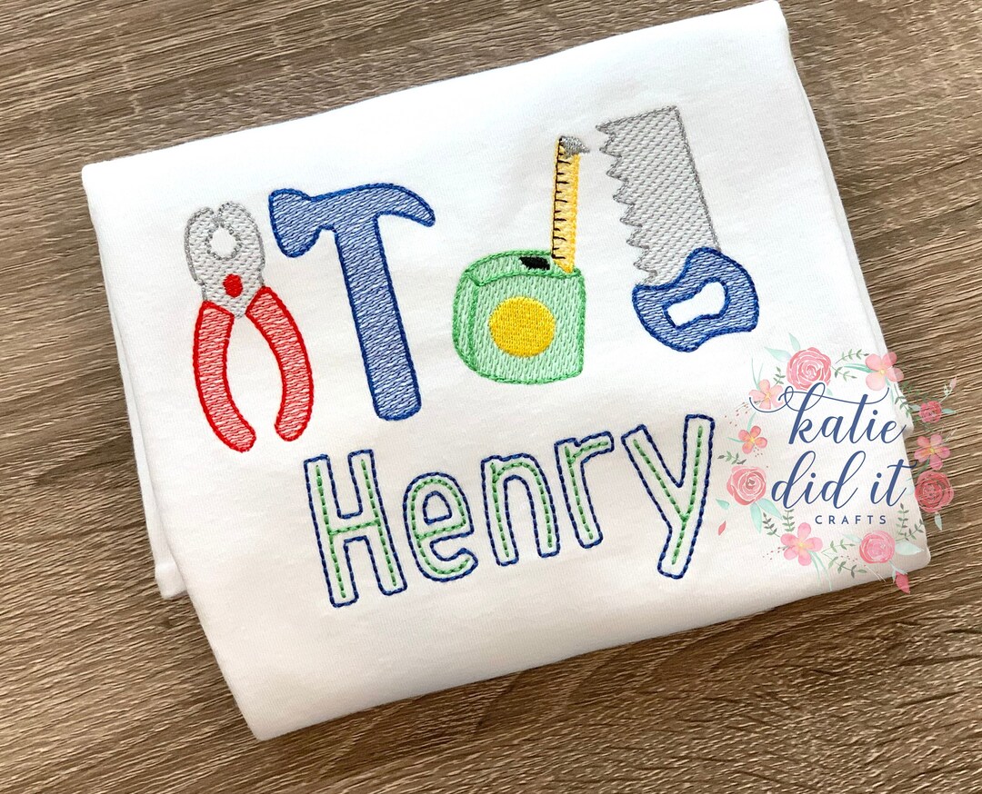 Tools Shirt, Hammer, Wrench, Saw, Sketch Embroidery, Embroidered Shirt ...