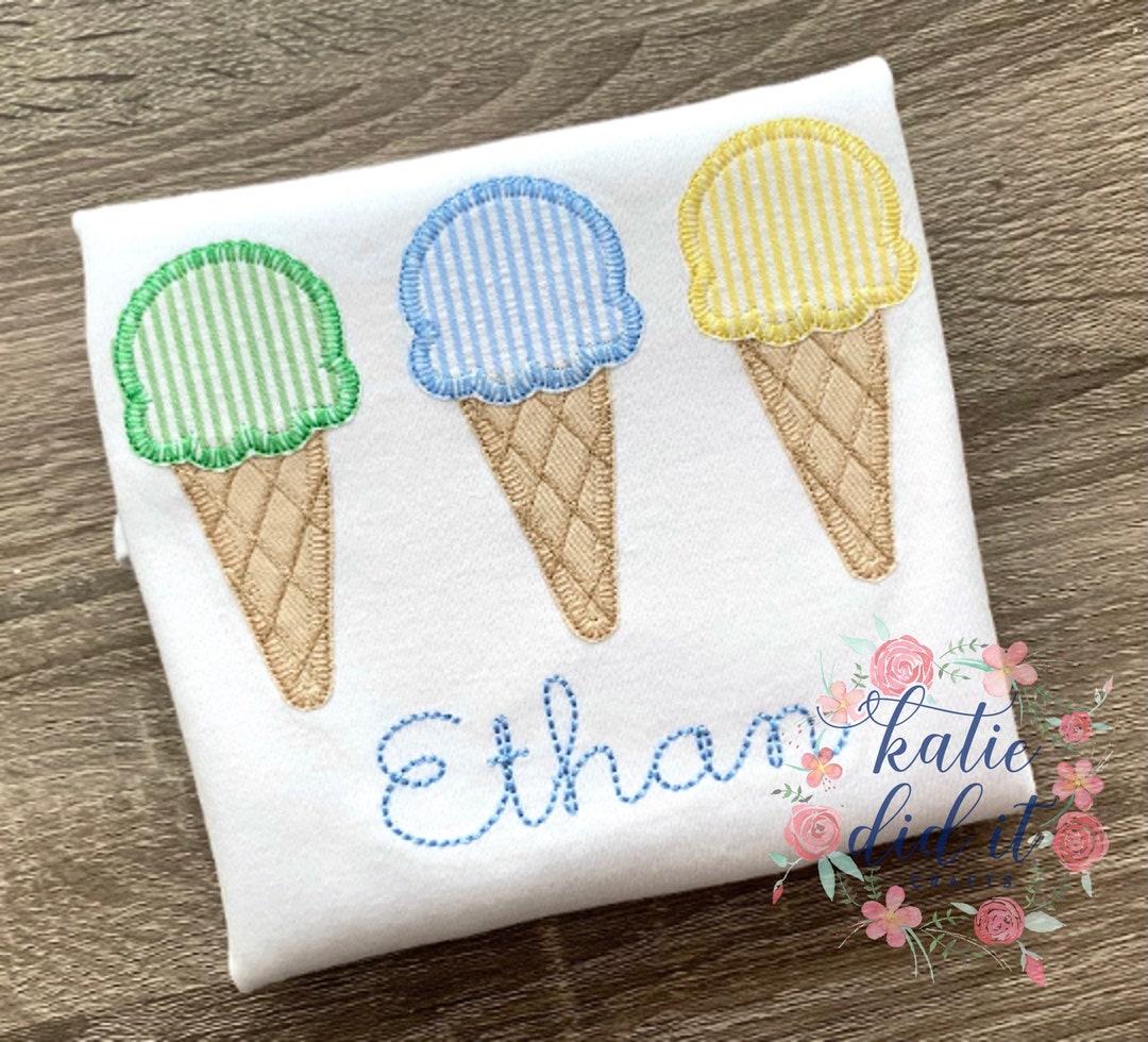 Ice Cream Appliqué Shirt or , Ice Cream Shirt, Ice Cream Party, Summer ...