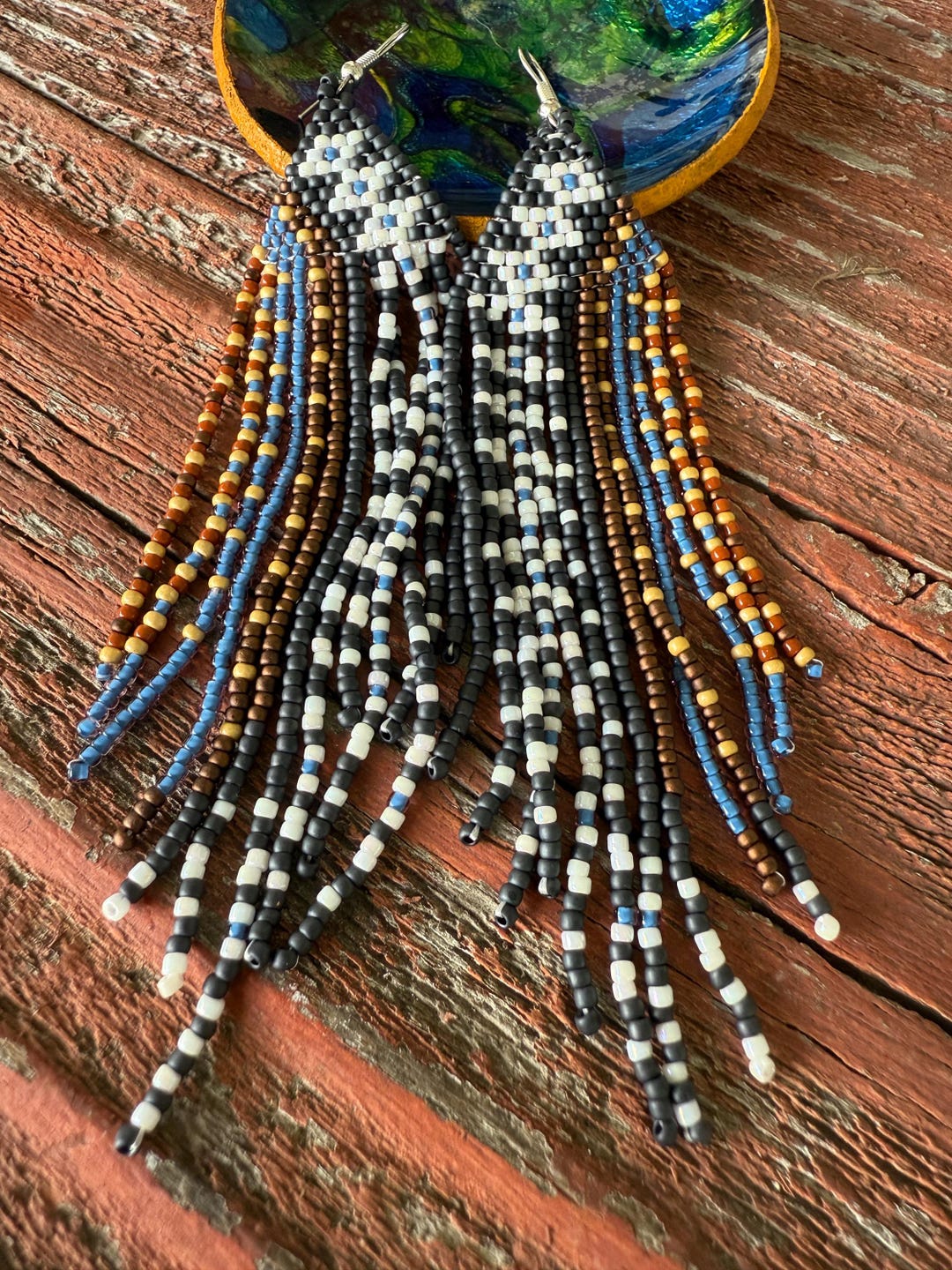 Modern Seed Bead Dangle Earrings - Etsy