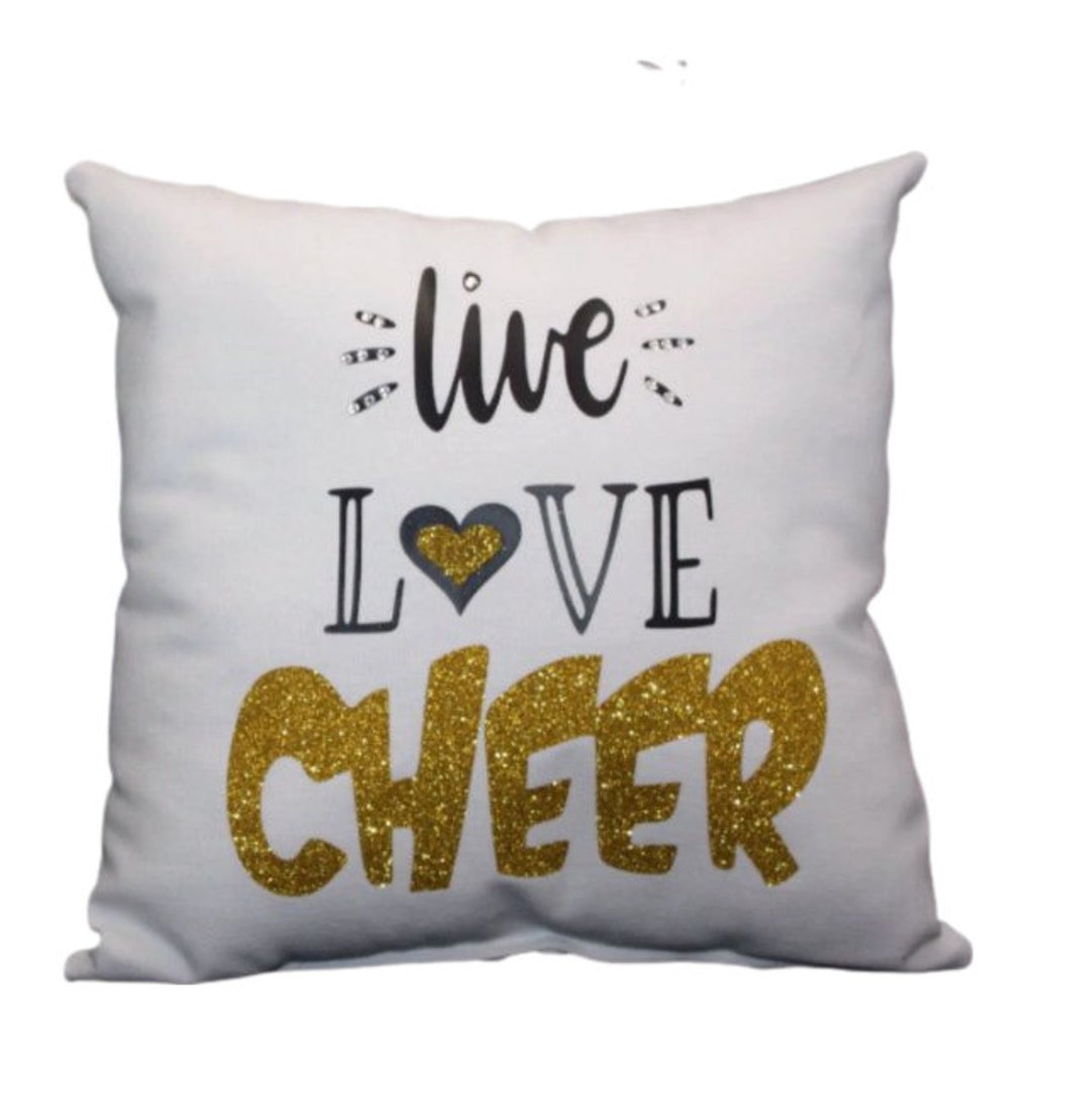 Girls Cheerleader Gift LIVE LOVE CHEER Pillow Personalized Custom Print ...