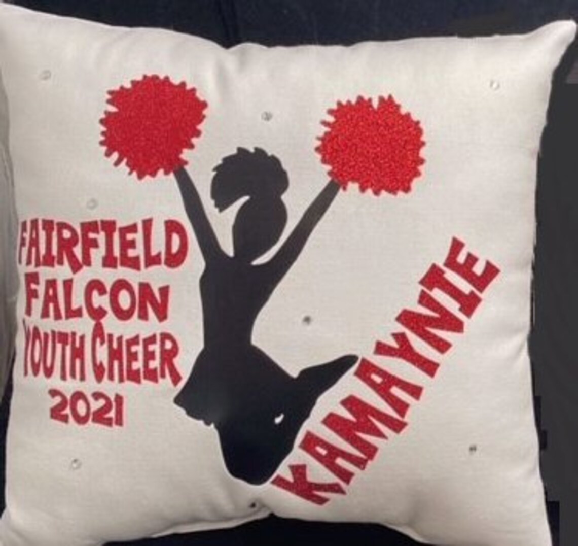 Cheerleader Gift PERSONALIZED CHEER PILLOW 3 Lines of Print | Etsy