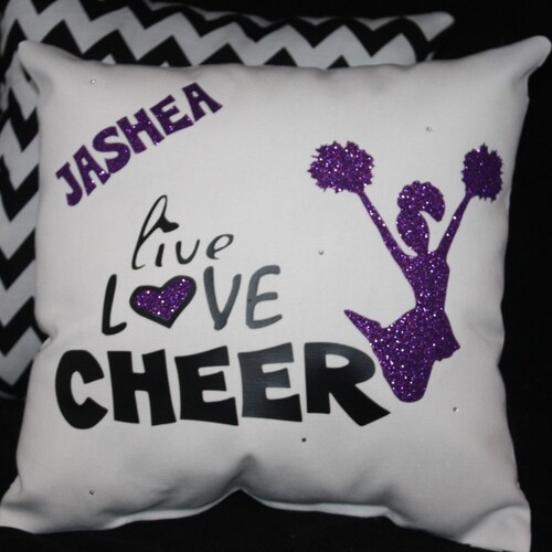 Girls Personalized LIVE LOVE CHEER Pillow Glitter and Bling - Etsy