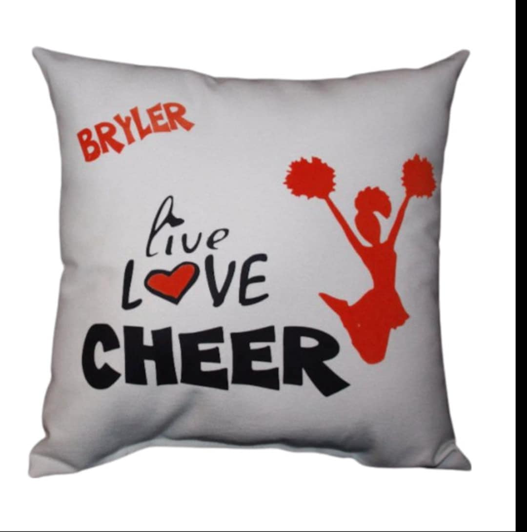 Girls Personalized LIVE LOVE CHEER Pillow | Glitter and Bling | Custom ...