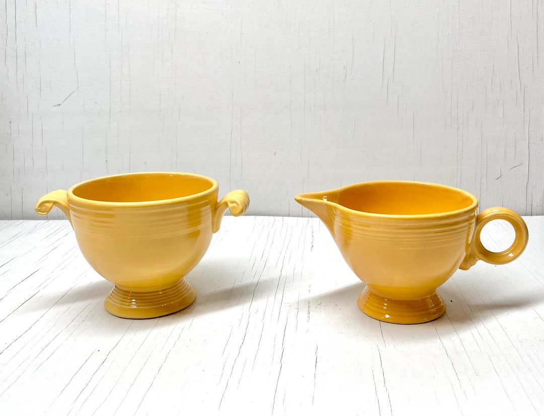 Vintage 1950s Fiesta Yellow Creamer and Sugar, No Lid - Etsy