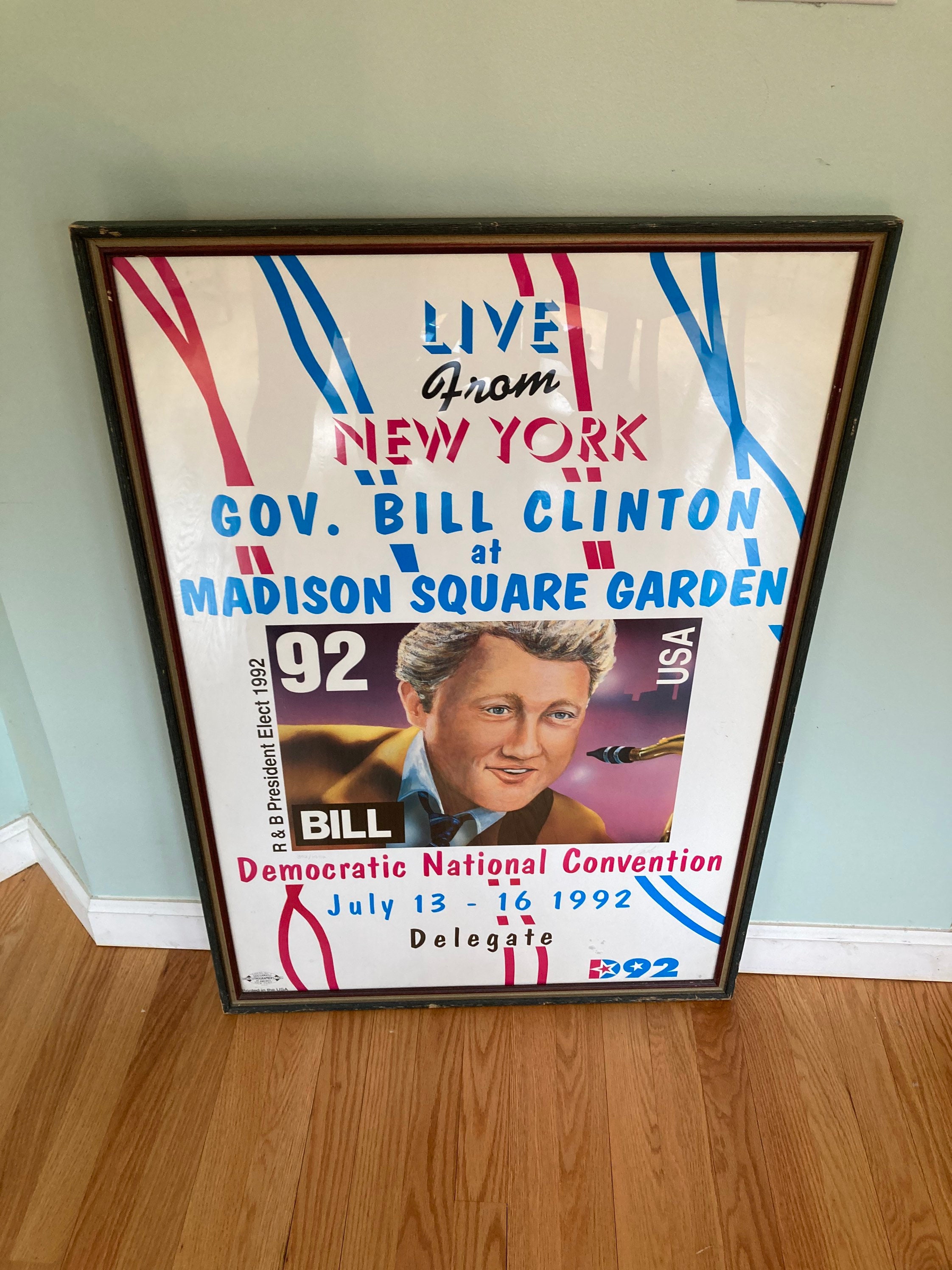 Large 1992 Bill Clinton Campaign Poster Lithograph Framed. - Etsy