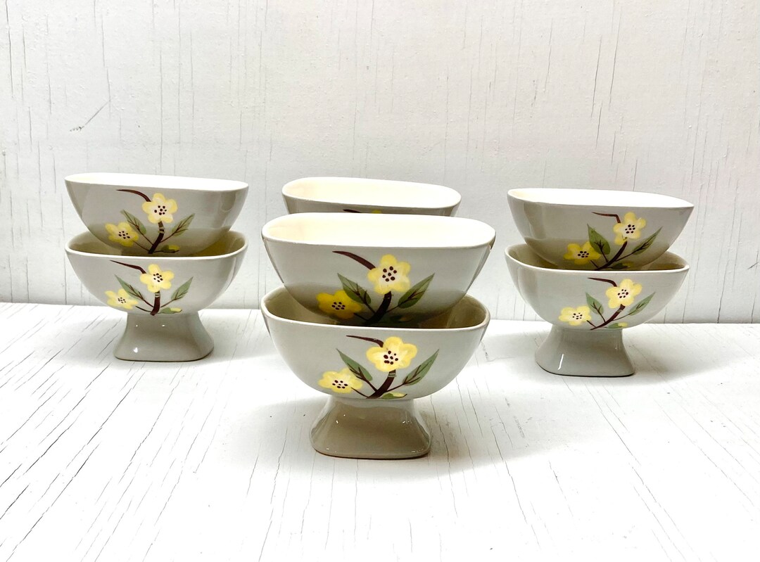 Midcentury Weil Ware Blossom Gray Footed Sherbet, Dessert, Ice Cream ...