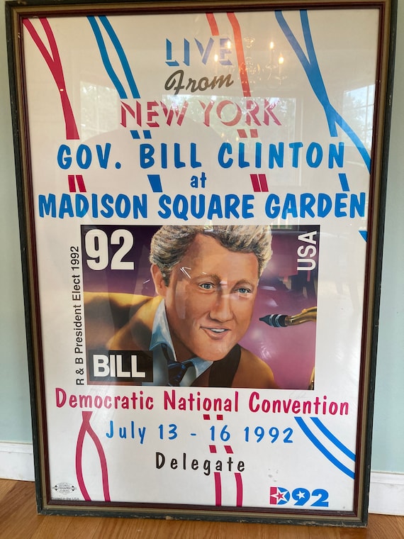 Large 1992 Bill Clinton Campaign Poster Lithograph Framed. - Etsy
