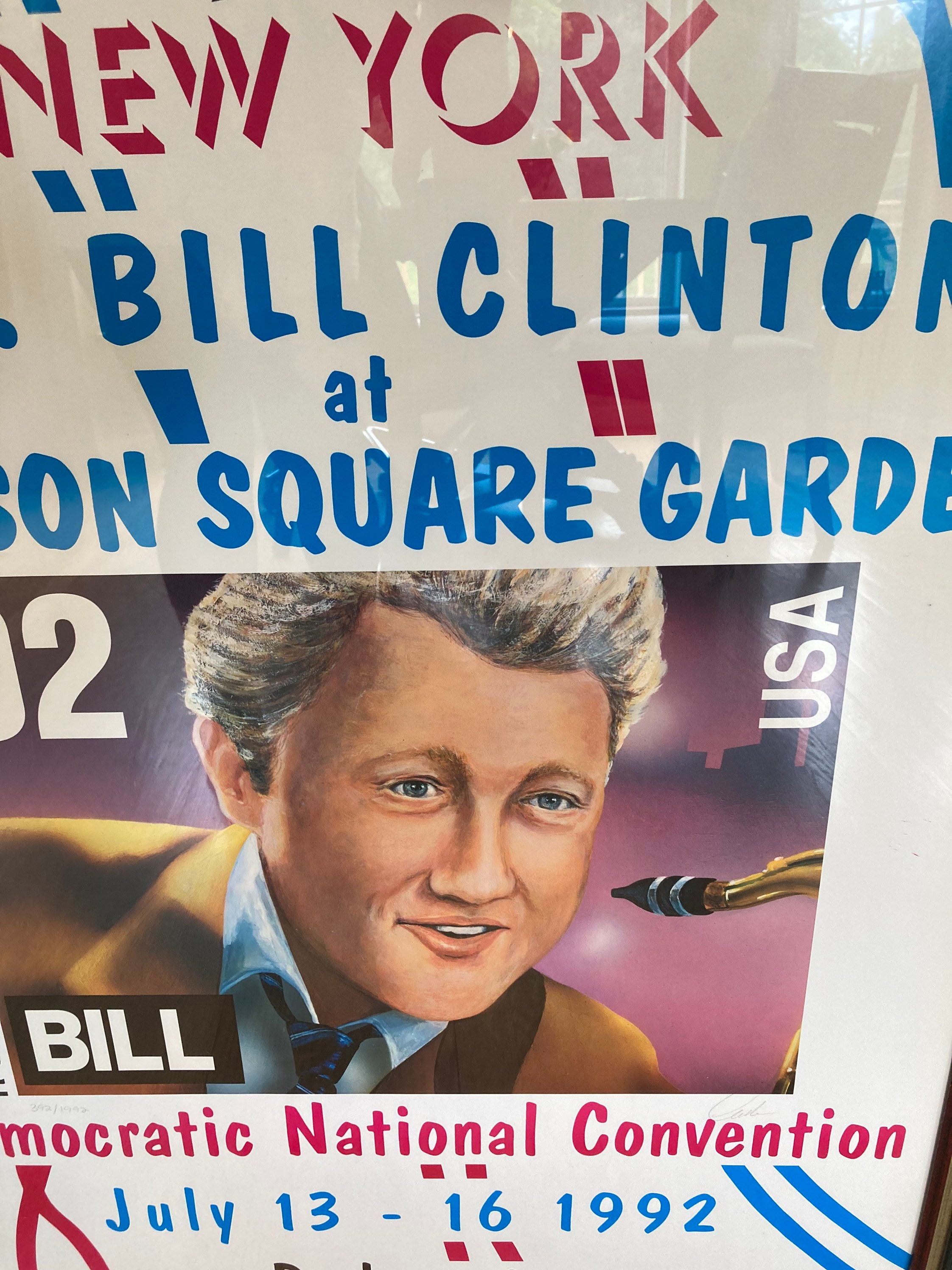 Large 1992 Bill Clinton Campaign Poster Lithograph Framed. - Etsy