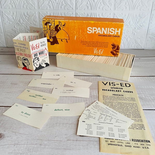 Antique Vocabulary Flash Cards - Etsy