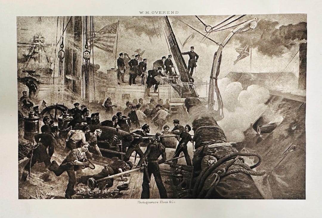 Antique Photogravure Art Print - an August Morning With Farragut; the ...