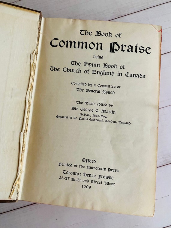 1909 the Book of Common Praise the Church of England in | Etsy