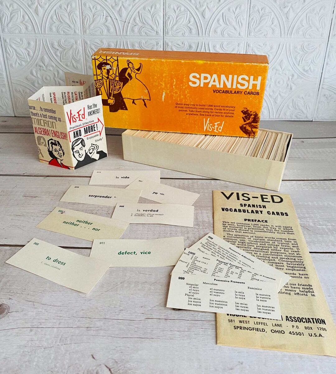 Vis-ed Spanish Vocabulary Cards Vintage Ephemera Full Box - Etsy
