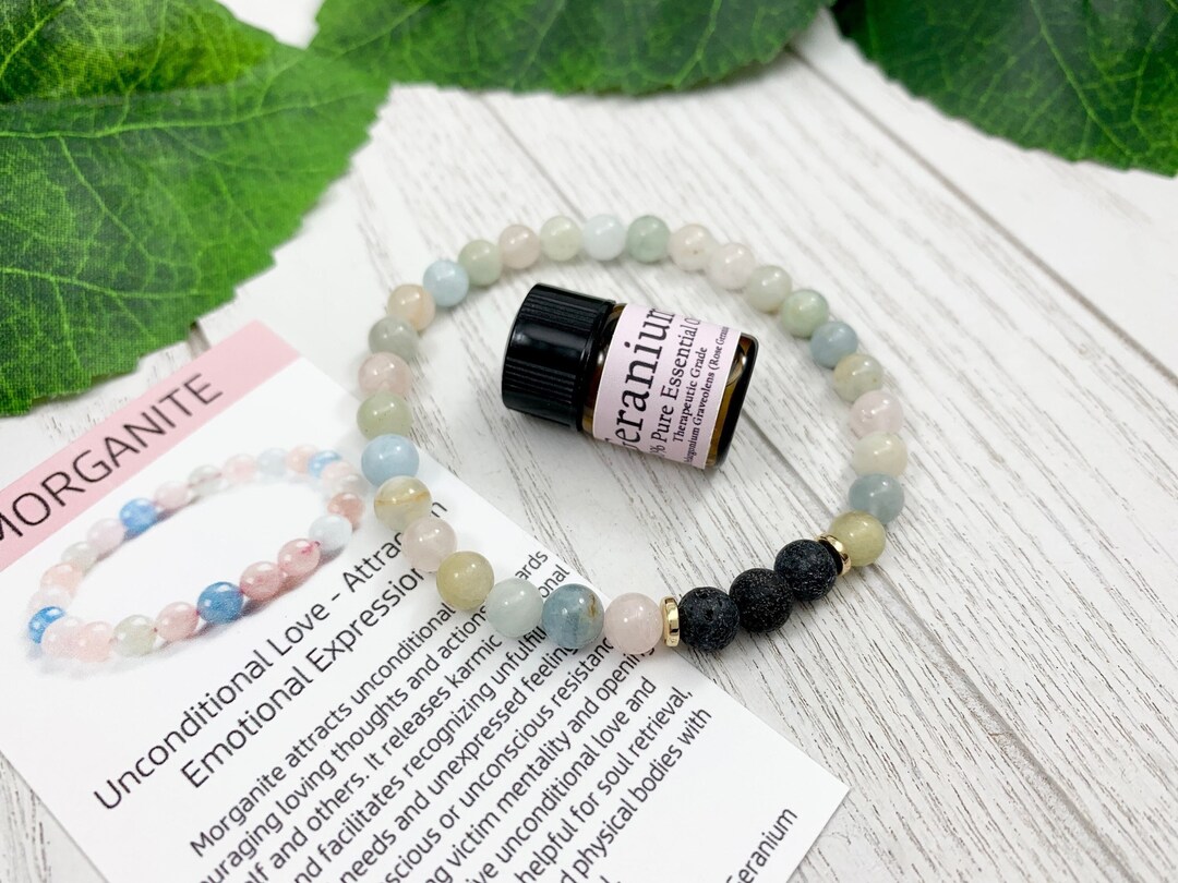 Morganite Lava Diffuser Bracelet for Compassion & Confidence — Pastel ...