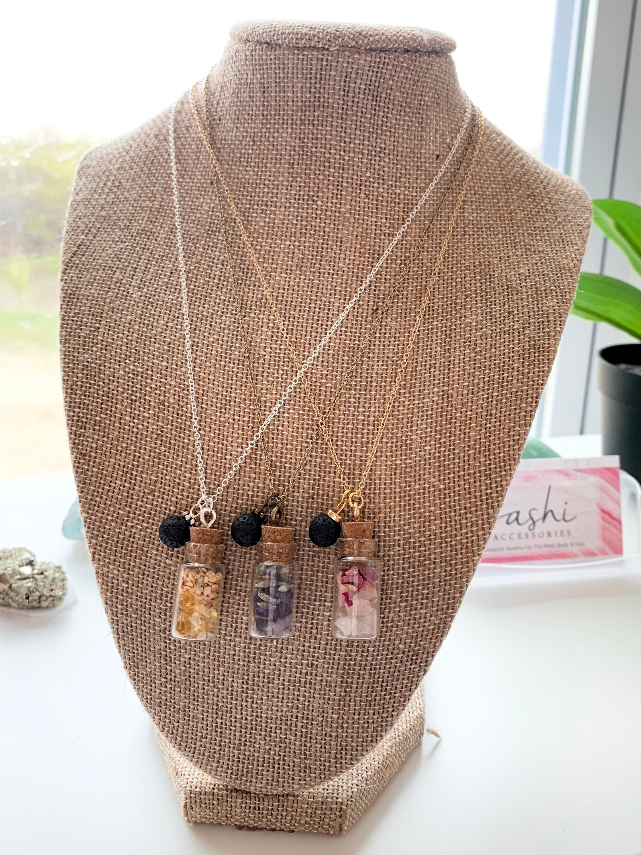 Crystal Herb Bottle Necklace Essential Oil Diffuser | Etsy