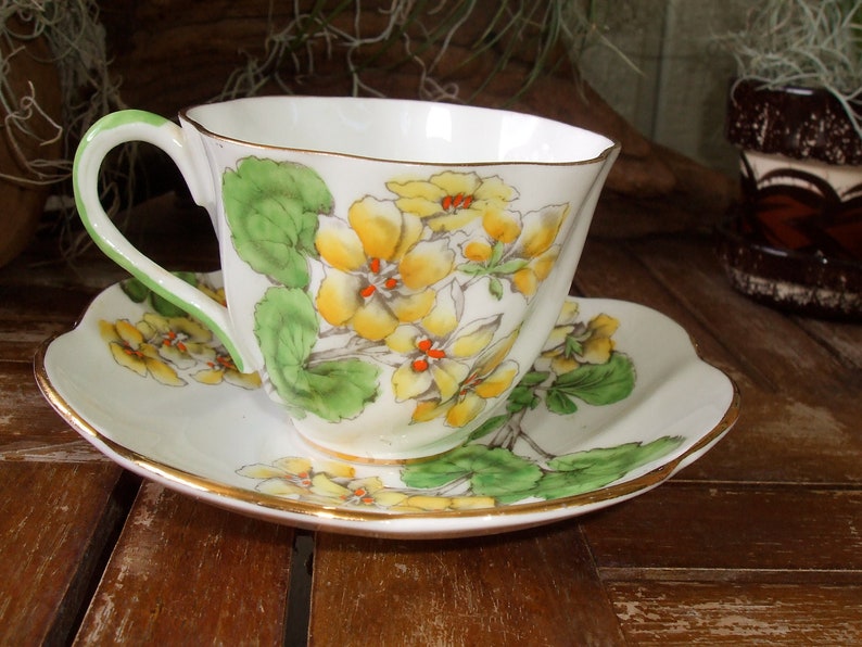 Vintage Geranium Bone China Cup & Saucer - Etsy