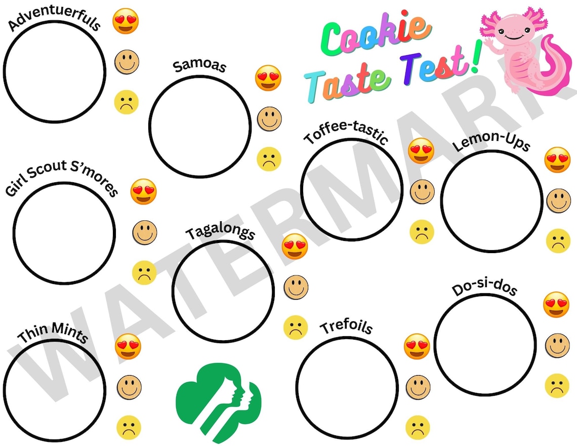 Girl Scout Cookie Taste Testing Sheet I Cookie Taste Testing I Girl ...