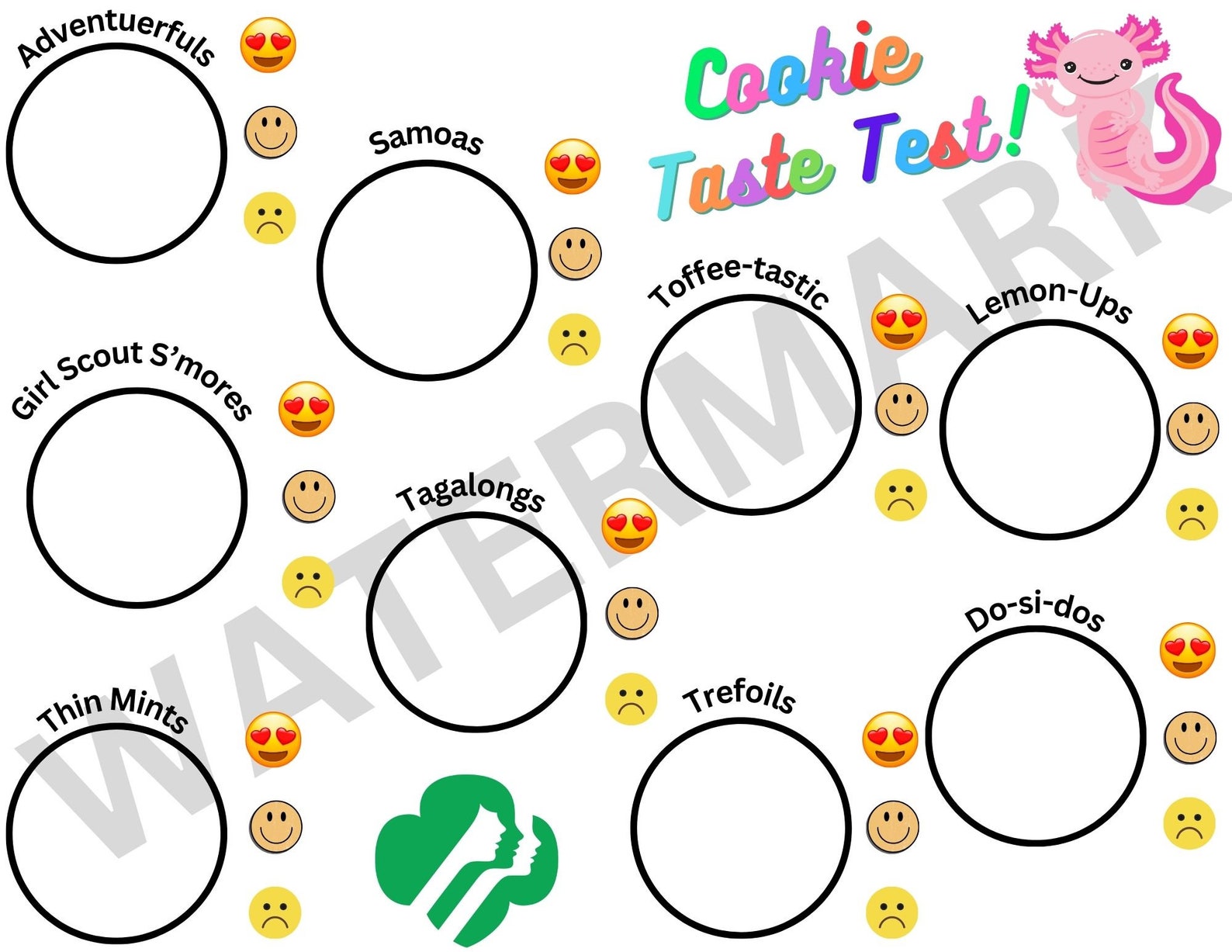 Girl Scout Cookie Taste Testing Sheet I Cookie Taste Testing I Girl ...