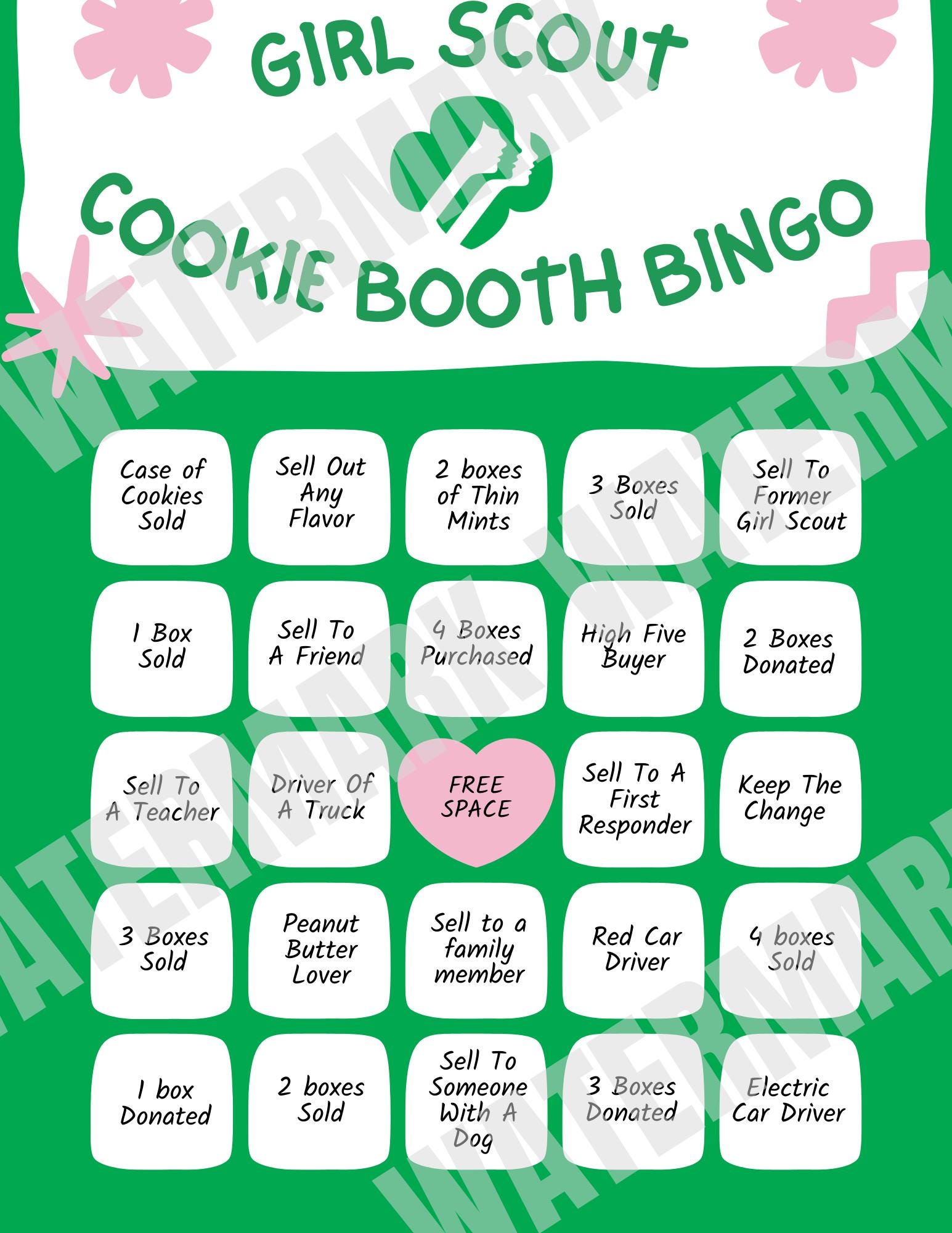 Printable Girl Scout Cookie Bingo