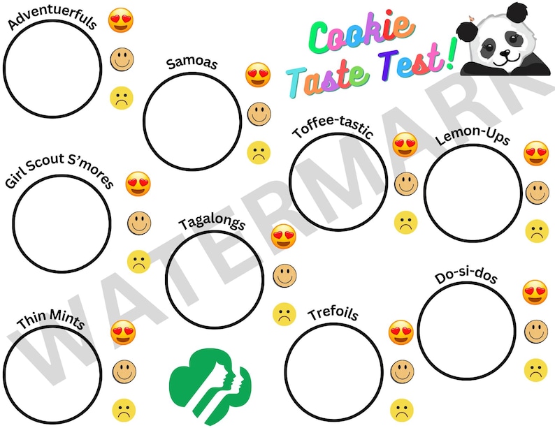 Girl Scout Cookie Taste Testing Sheet I Cookie Taste Testing I Girl ...