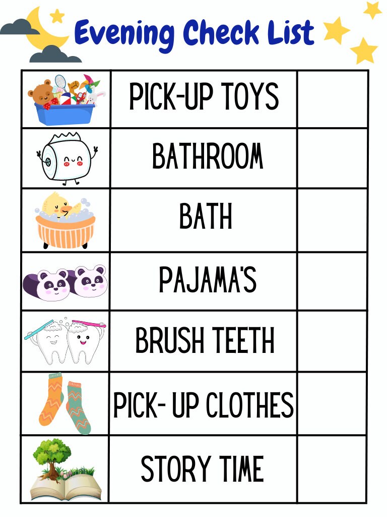 Kids Check List I Kids Chore List Printable L Daily Routine Check List ...