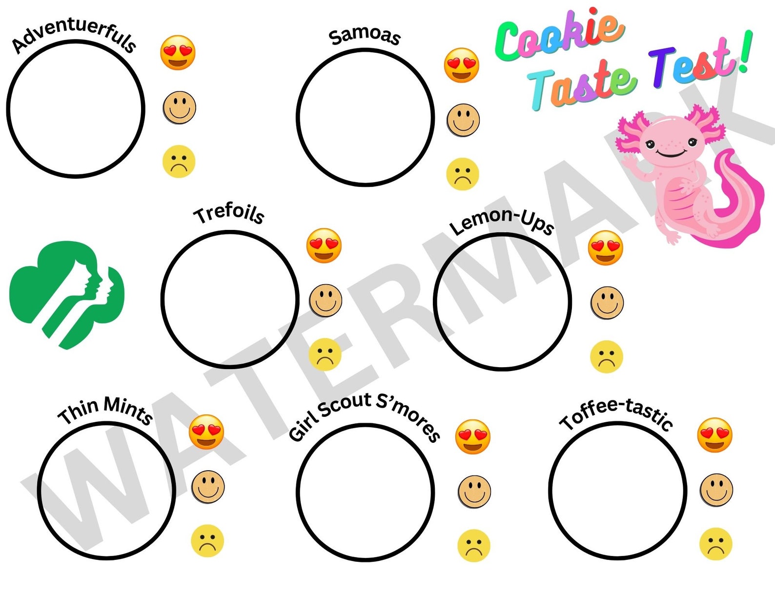Girl Scout Cookie Taste Testing Sheet I Cookie Taste Testing I Girl ...