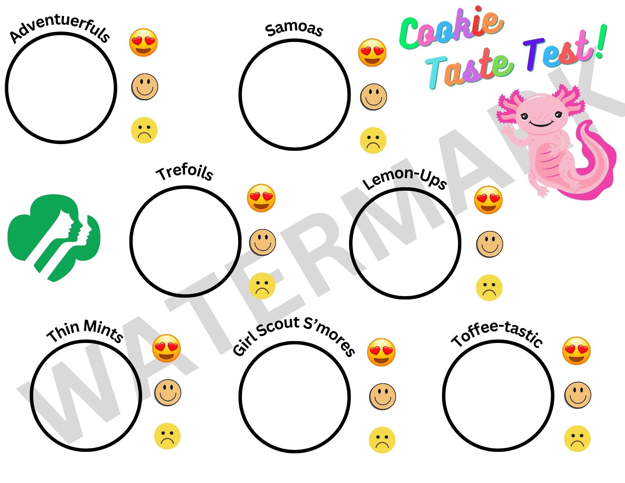 Girl Scout Cookie Taste Testing Sheet I Cookie Taste Testing I Girl ...