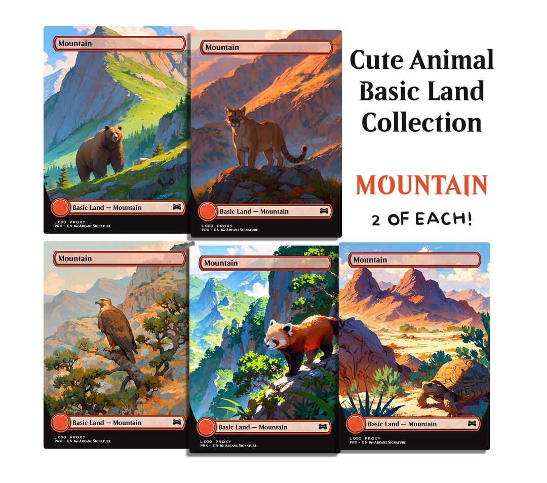 Cute Animal Basic Land Proxies for Magic the Gathering / Mountain / MTG Proxy / Custom Proxy - Etsy
