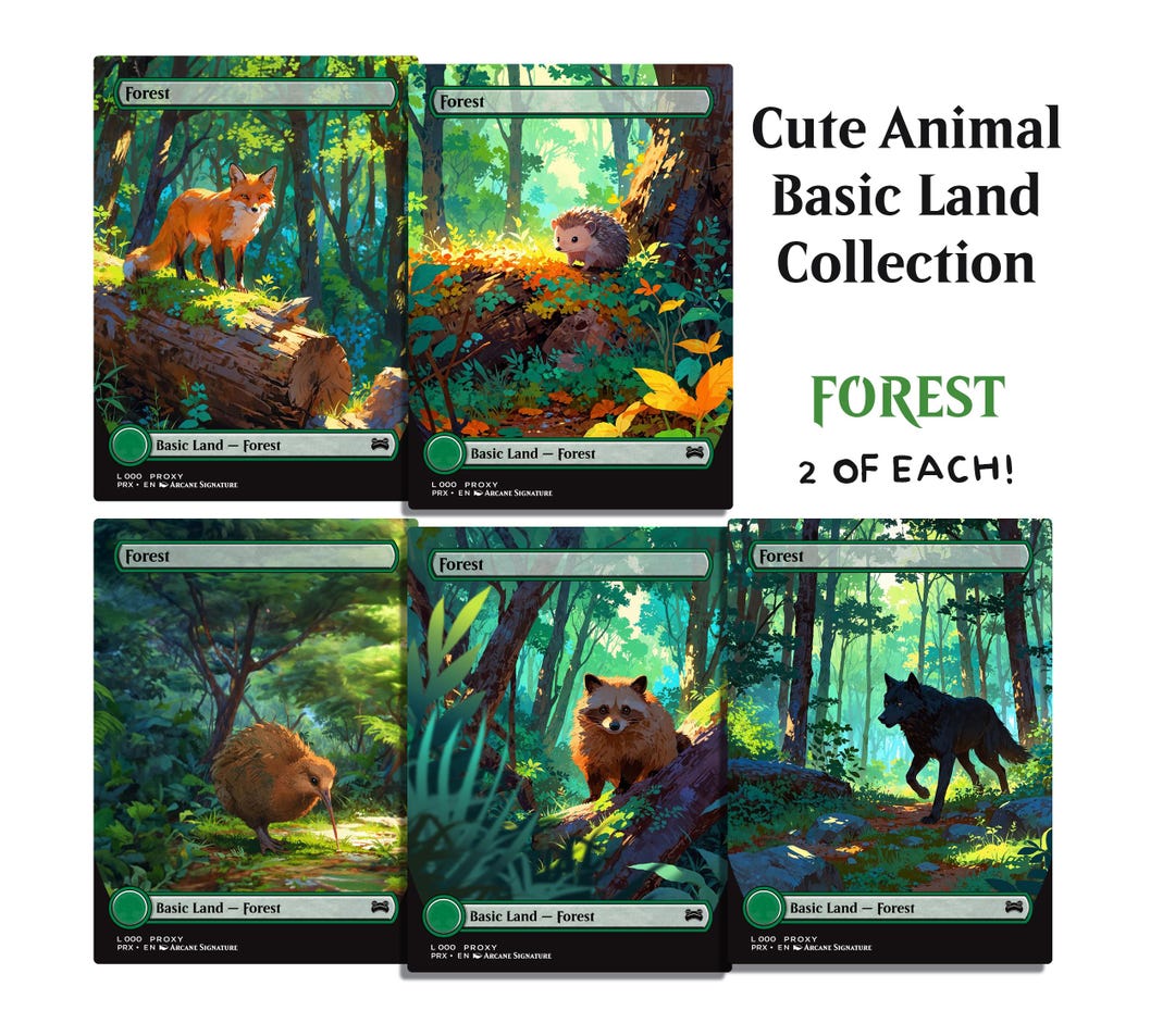 Cute Animal Basic Land Proxies for Magic the Gathering / Forest / MTG Proxy / Custom Proxy - Etsy