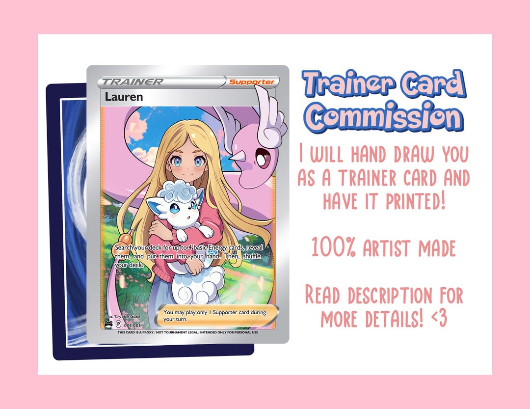 Custom Pokémon Trainer Card Commission / Anime Style Trading Card ...