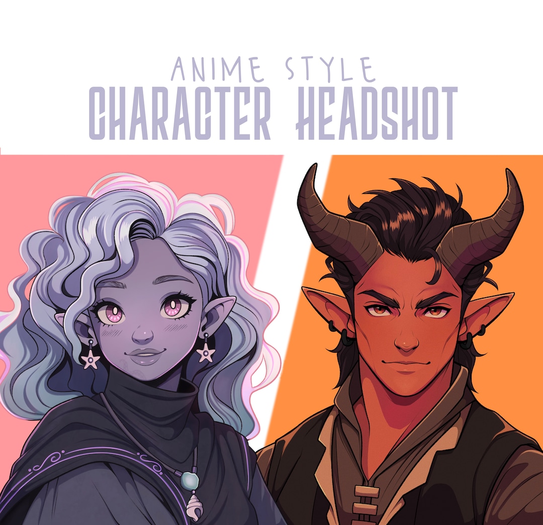 Custom Anime Portrait, Digital Character Headshot Commission, 100% Hand ...
