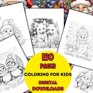 Cute Christmas Coloring Bundle 150 Pages Digital Printable Classroom ...
