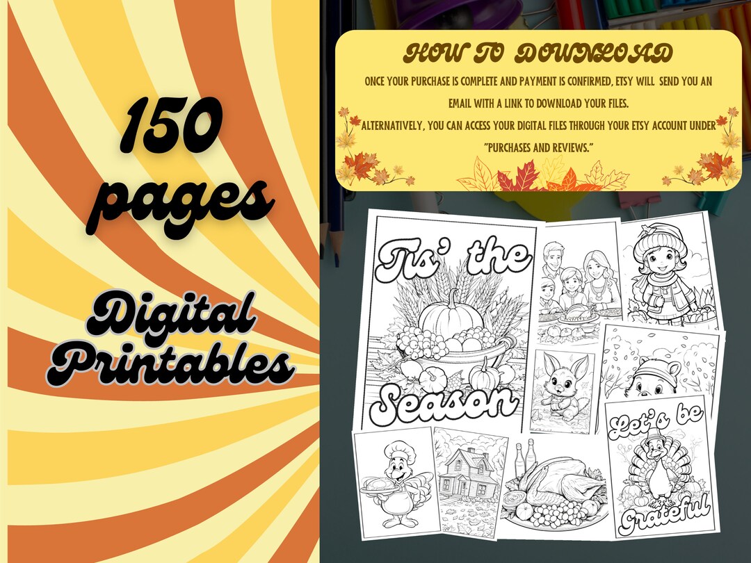 150 Pages Fall Season Thanks Giving Autumn Coloring Pages Holiday ...