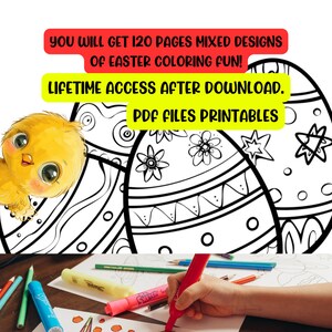 Pre-school 120 Easter Coloring Page for Kids Digital Download, Egg ...