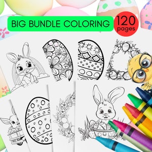 Pre-school 120 Easter Coloring Page for Kids Digital Download, Egg ...