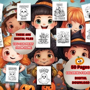 50 Pages Coloring Activity, Spooky Season Halloween, Coloring Pages for ...